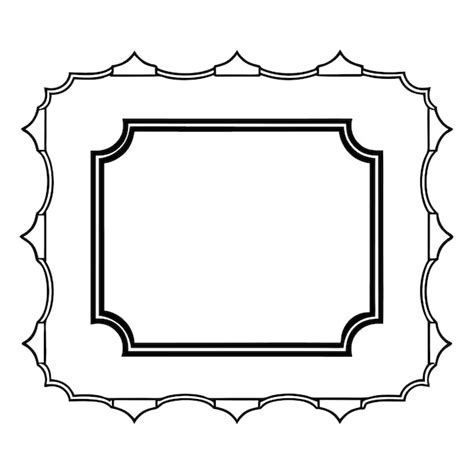 A Black And White Ornate Rectangular Frame With A Scalloped Border Premium Ai Generated Vector