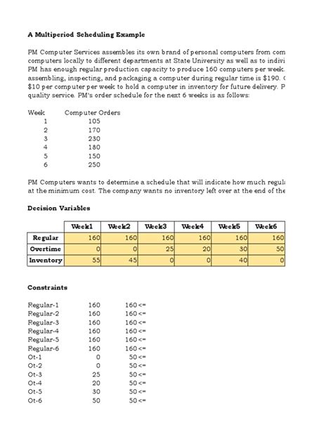 a multiperiod scheduling example pdf