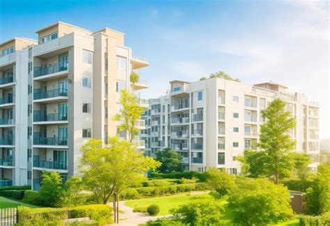 Premium Ai Image Modern Residential Buildings In The Public Green
