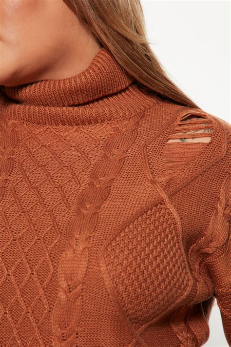 Chilly Days Sweater Mini Dress Cognac Fashion Nova