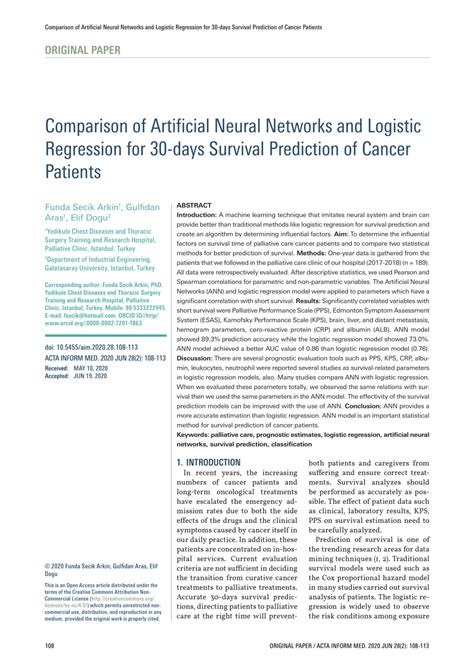 Pdf Comparison Of Artificial Neural Networks And Logistic Regression