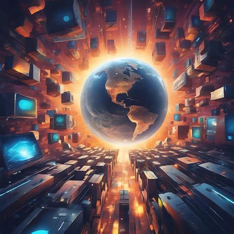 Global Computer Network Premium Ai Generated Image