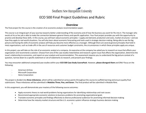 ECO Final Project Guidelines Rubric