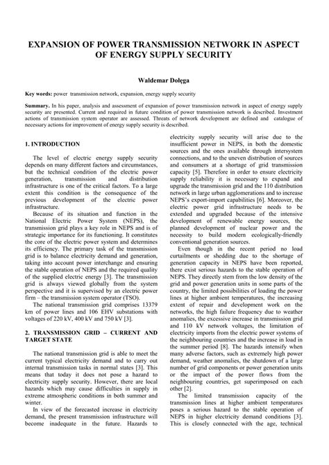 Pdf Expansion Of Power Transmission Network In Aspect Of Energy
