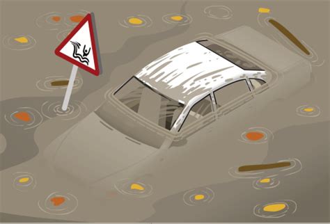 제품의 등각투영 인명별 자동차모드 홍수가 발생했을 전면 보기 손상에 대한 스톡 벡터 아트 및 기타 이미지 손상 진흙 차