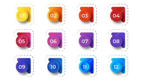 Premium Vector Stylish Bullet Points Numbers From One To Twelve