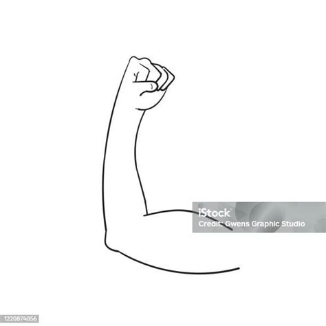 낙서 이두근 벡터 고립 된 이모티콘 제스처 플랫 일러스트 레이션 근육 이모티콘 만화 여자에 대한 스톡 벡터 아트 및 기타 이미지