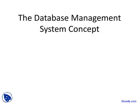 Database Management System Concept Database Management Lecture