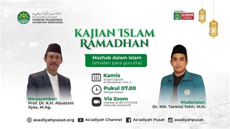 Kajian Islam Ramadhan Mazhab Dalam Islam As Adiyah Pusat