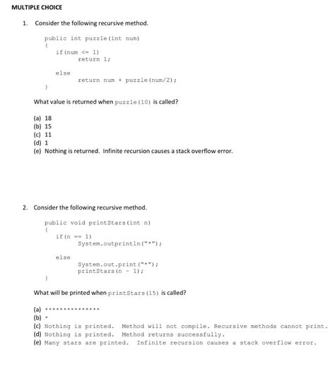 Solved Multiple Choice Consider The Following Recursive Chegg
