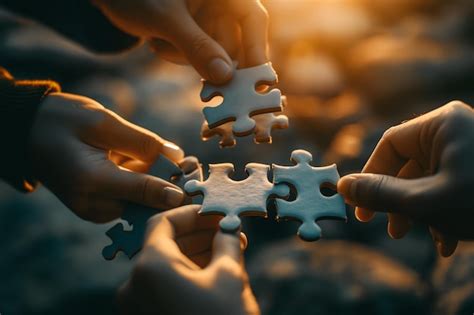 Premium Photo Teamwork And Collaboration Captured In The Completing Of A Puzzle