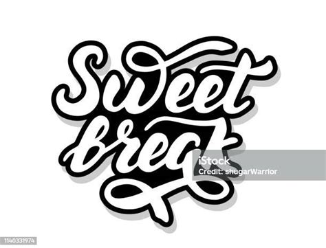 디자인 일러스트 개념에 대 한 달콤한 휴식 서 예 템플릿 텍스트 필기 레터링 제목 벡터 단어 흰색 고립 된 배경 공휴일에 대한 스톡 벡터 아트 및 기타 이미지 Istock