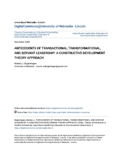 pdf antecedents of transactional transformational and servant