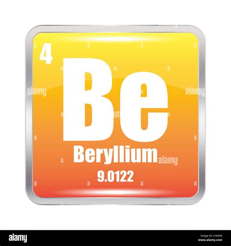 Beryllium Element Icon Atomic Number Four Periodic Table Symbol Gradient Yellow Orange