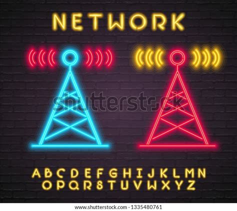 Network Symbol Icon Neon Light Glowing Stock Vector Royalty Free