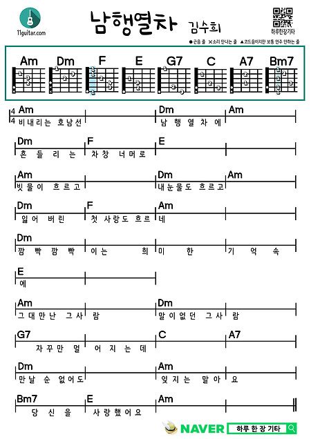 후라이의 꿈악동뮤지션 기타 쉬운 코드 악보 Frys Dreamakmu Guitar Easy Chord Sheet Music