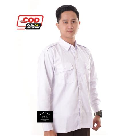 Kemeja Pdh Putih Lengan Panjang Kemeja Dinas Pns Putih Panjang Atasan Baju Pdh Lengan