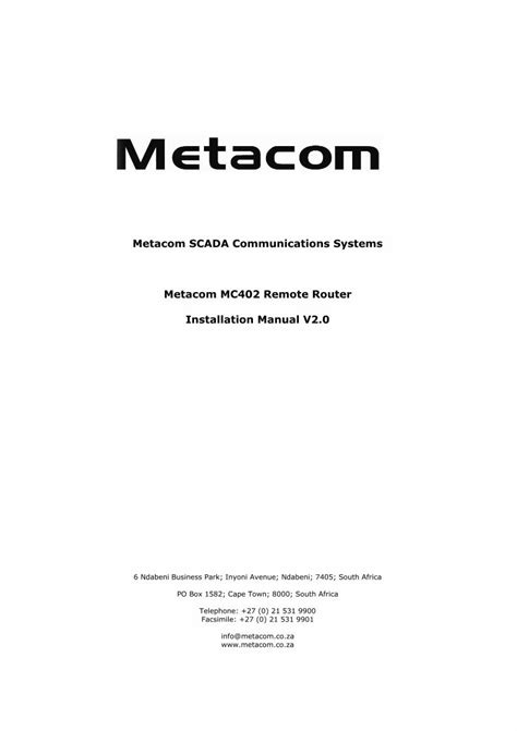 Pdf Metacom Scada Communications Systems Metacom Mc402 Remote · Connect The Rtu ˇsscada