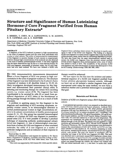 PDF Structure and significance of human luteinizing hormone β core