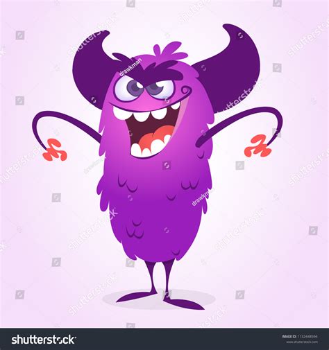 Angry Cartoon Horned Monster Vector Illustration Stock Vector Royalty