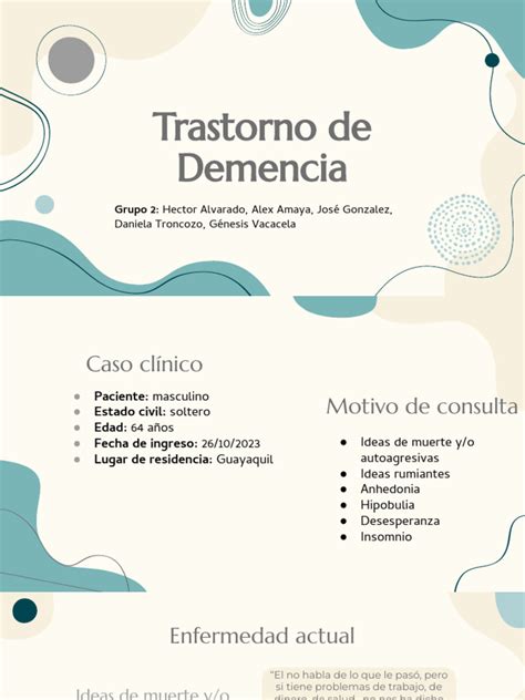 Trastorno De Demencia Pdf Demencia Trastorno Depresivo Mayor