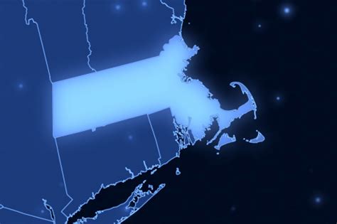Usa Map Series With State Massachusets Futuristic Stock Illustration