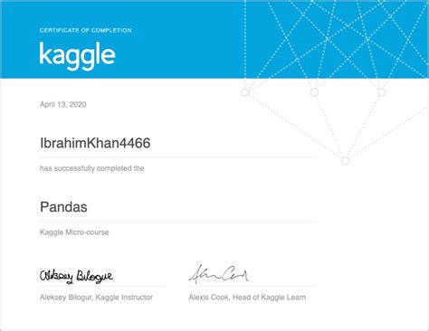 Ibrahim Khan On Linkedin Completed A Micro Course On Pandas For Python On Kaggle