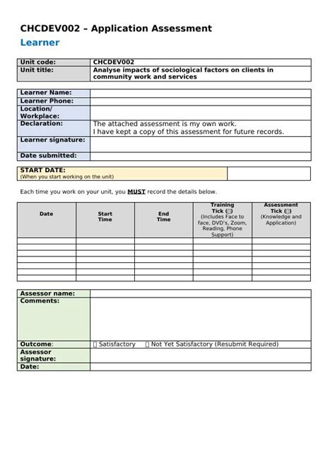 Chcdev002 Application Assessment For Diploma Of Community Services