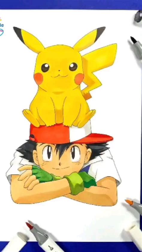 How To Draw Ash And Pikachu The Picture Is Drawn With Markers From ArtWhale
