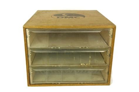 Craft Room Decor Vintage Dmc Floss Storage Box Wooden Store Display