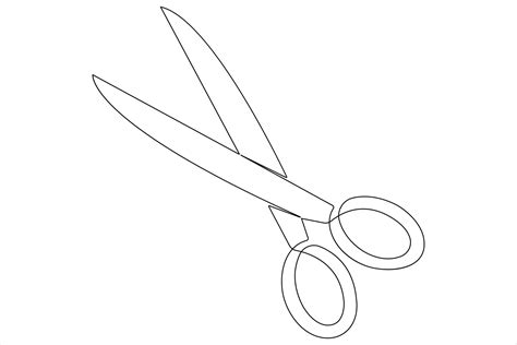 Continuous One Line Art Drawing Of Scissors Illustration Design