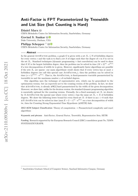 Pdf Anti Factor Is Fpt Parameterized By Treewidth And List Size But Counting Is Hard