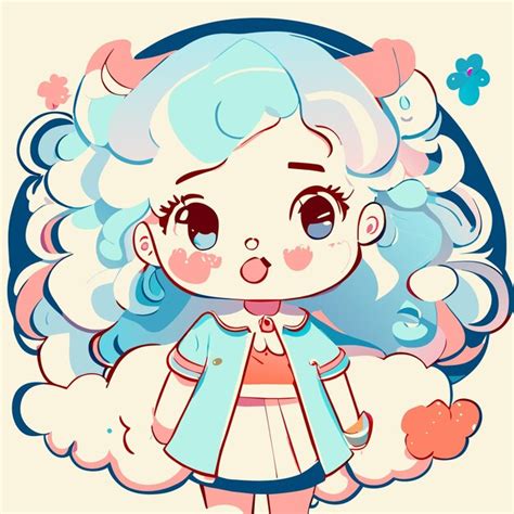 Premium Vector Girl With Soft Fluffy Hair Hand Drawn Cartoon Sticker