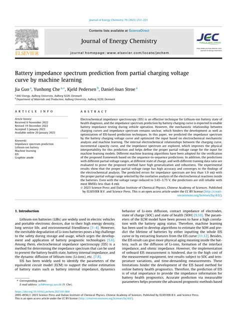 Pdf Battery Impedance Spectrum Prediction From Partial Charging Voltage Curve By Machine Learning