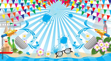 Songkran Festival Sign Of Thailand Vector Symbol Background เวกเตอร์สต็อก Adobe Stock