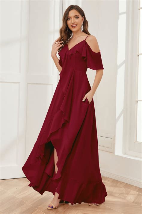 Off The Shoulder Ruffles High Low Bridesmaid Dresses