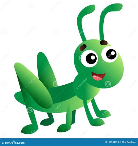 Color Image Of Cartoon Grasshopper On White Background Vector