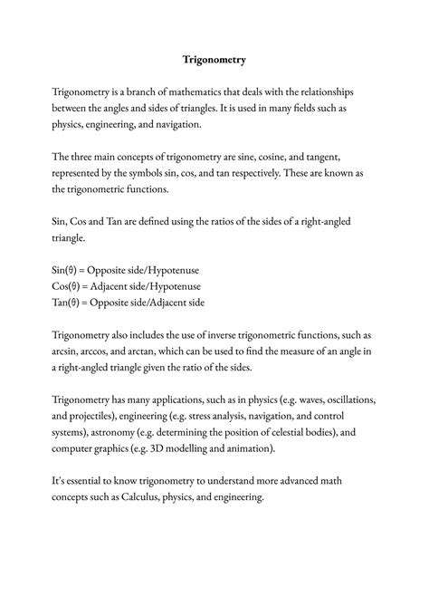 Solution Trigonometry Formulas Examples Studypool Solution Trigonometry Formulas Examples Studypool