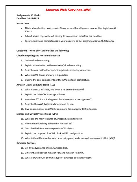 Aws Assignment Questions Pdf