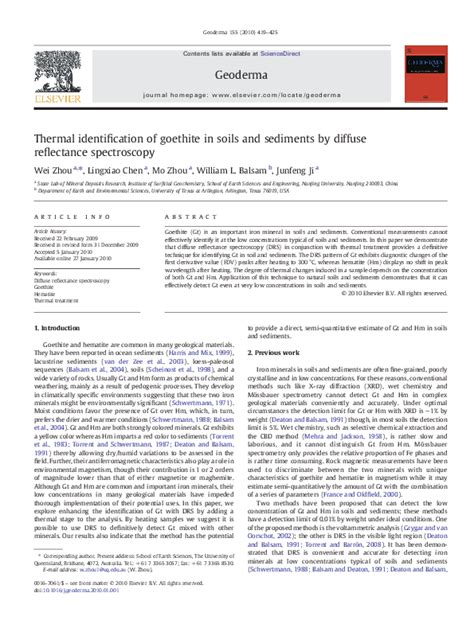 Pdf Thermal Identification Of Goethite In Soils And Sediments By Pdf Thermal Identification Of Goethite In Soils And Sediments By