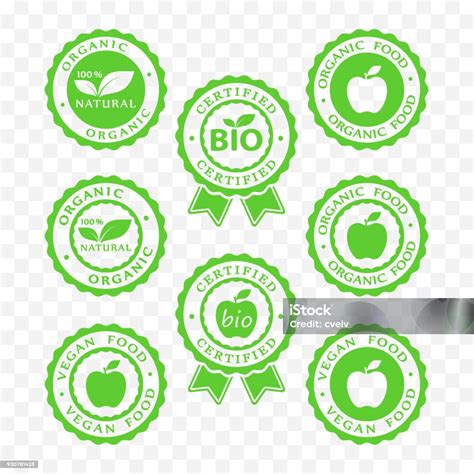 生物 純素食 有機食品和產品圖示集 生物 素食 有機包裝批次標籤符號向量圖形及更多一組物體圖片 一組物體 人造物件 健康的生活方式