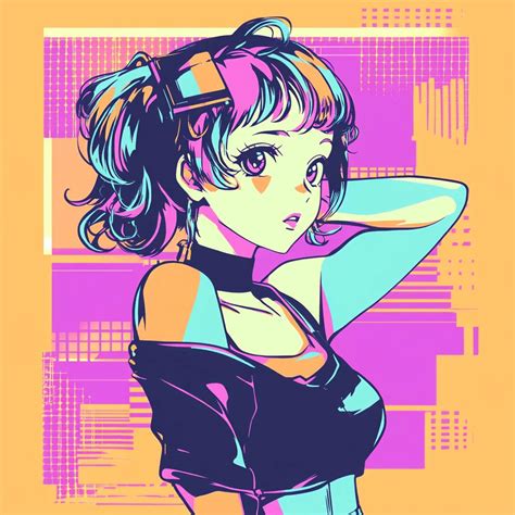 Retro Anime Girl Image In Rectangle Shape