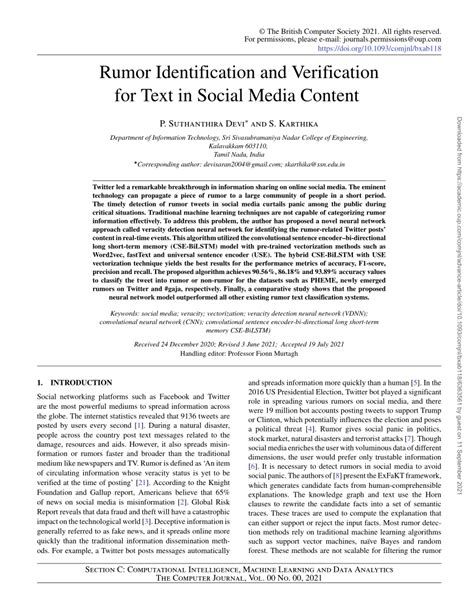 Pdf Rumor Identification And Verification For Text In Social Media Content