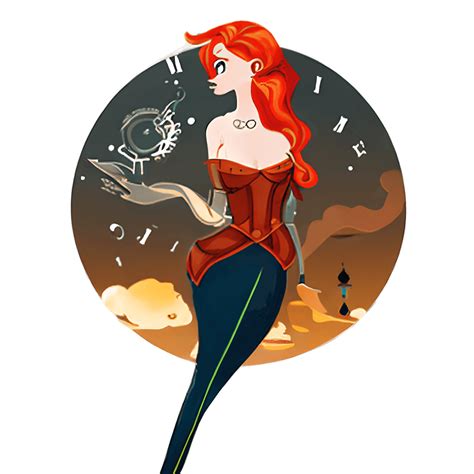 Redhead Steampunk Clockwork Time · Creative Fabrica