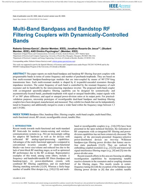 Pdf Multi Band Bandpass And Bandstop Rf Filtering Couplers With