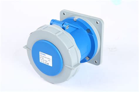 Cee Ip67 63a 3p 230v Blue Industrial Panel Mounted Socket Industrial Female Connector And
