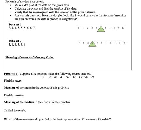 Solved For Each Of The Data Sets Below Make A Dot Plot Chegg