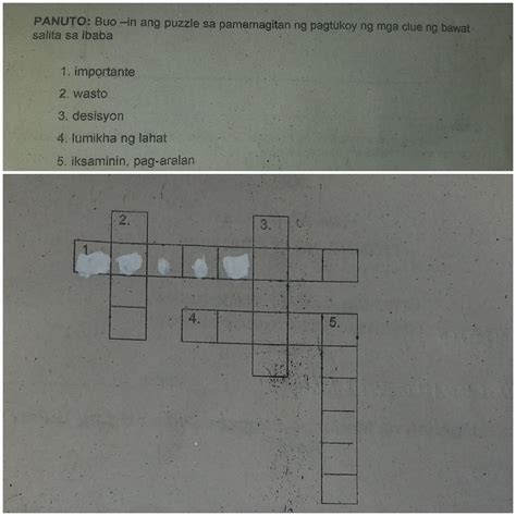 PANUTO Buo In Ang Puzzle Sa Pamamagitan Ng Pagtukoy Ng Mga Clue Ng Bawat Salita Sa Ibaba