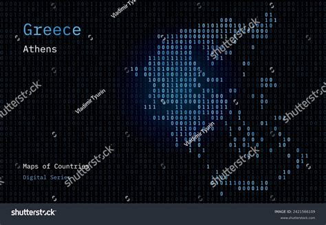 Greece Map Shown Binary Code Pattern Stock Vector Royalty Free