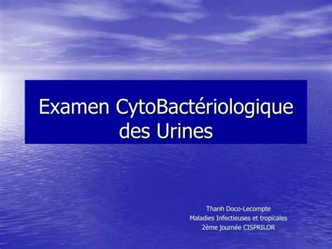 PPT Examen CytoBactériologique des Urines PowerPoint Presentation